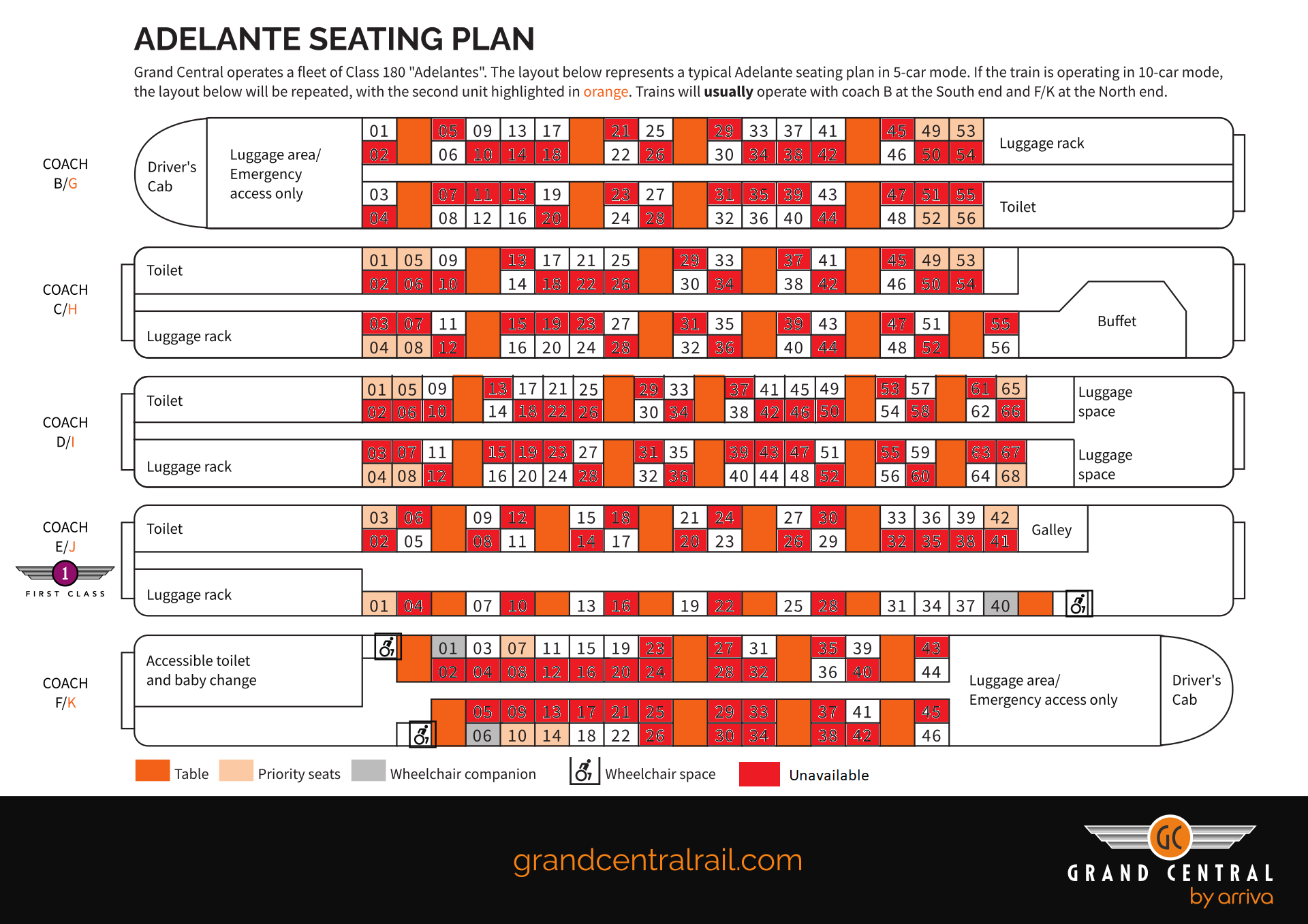 Seating plan | Grand Central Rail