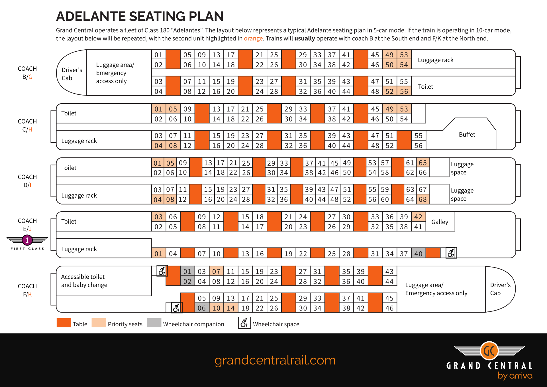 Seating plans | Grand Central Rail
